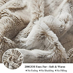 XeGe 3 Pieces Soft Faux Fur Throw Blanket Set, Cheetah Print Brushed Fuzzy Couch Blanket and Pillow Covers, Cozy Fluffy Plush Blanket 50x60 Pillow Cases 20x20 for Bed Living Room, Print Snow Leopard