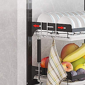 FEHUN Sinks,Stainless Steel Kitchen 3-Layer Wall-Mounted Drain Rack,with Drip Tray/Hanging Chopstick Rest