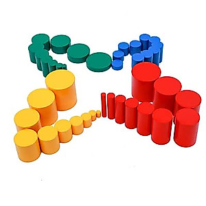 Montessori Toys for 4+ Years Wooden Knobless Color Cylinder Blocks,Baby Games Stacked Arrangement Block,Stacking Toys for Toddler 1-3 Activities Educational Toys(Set of 4)