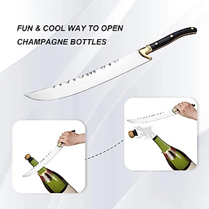 XuSha Champagne Saber Champagne Sword Wine Knife Bottle Opener Wood Handle with Gift Box (Black handle + Gift Box)