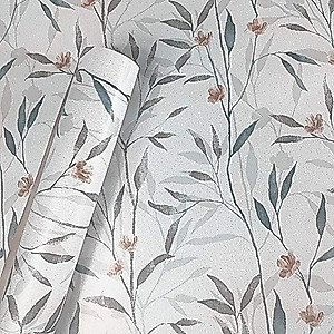 Taamall Simplemuji Gray Leaves Self Adhesive Adhesive Paper Shelf Liner Funitures Dresser Drawer Cabinet Decor 17.7 Inch by 100 Inch