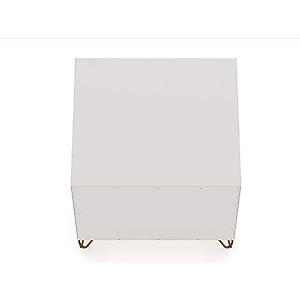 Manhattan Comfort Rockefeller Nightstand with Drawers, Mid Century Modern Bedside Table, Minimalist Display and Storage Organizer, Ideal for Bedroom and Living Room, Off-white