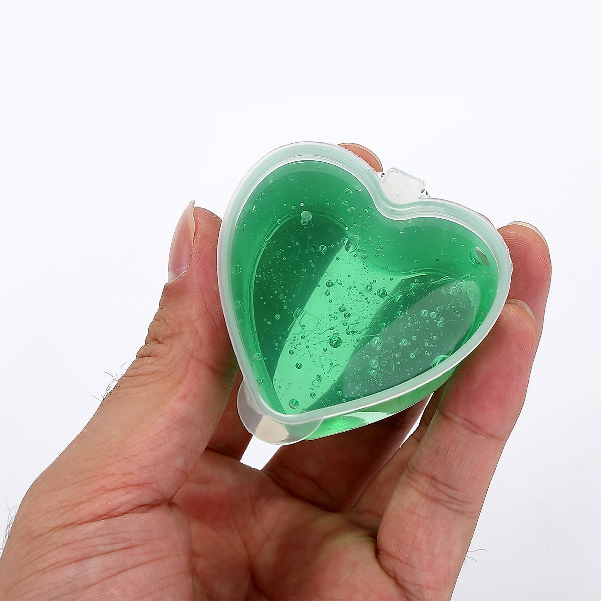 24 Pack Slime Containers with Lid, Small Heart-Shaped Plastic Foam Ball Clay Beads Storage Box with Lids for DIY Slime + 3PCS Tools