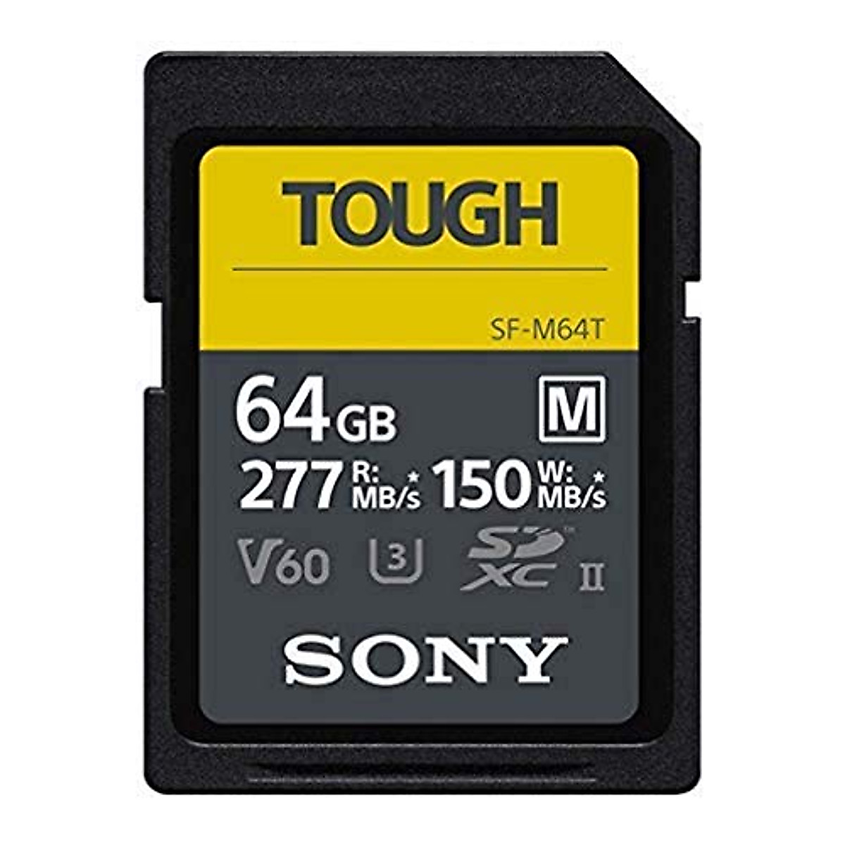 Sony TOUGH-M series SDXC UHS-II Card 64GB, V60, CL10, U3, Max R277MB/S, W150MB/S (SF-M64T/T1)