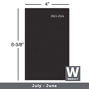 2023-2024 Office Depot® Brand Weekly Academic Planner, 4" x 6-3/8", 30% Recycled, Black, July 2023 to June 2024