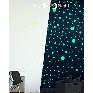 Glow in The Dark Stars Wall Stickers,Glowing Stars for Ceiling and Wall Decals,435 Pcs,Ceiling Stars Glow in The Dark,Perfect for Kids Bedding Room,Play Room,Living Room,Wall Decorations,Baby Room Decor,Best Birthday Gift（Green）
