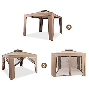 Tangkula 10x10 Ft Outdoor Gazebo, Patio Tents and Garden Structures Gazebo W/Netting, Outdoor Gazebo Canopy Shelter for Home/Garden/Lawn/Patio House Party (Brown)