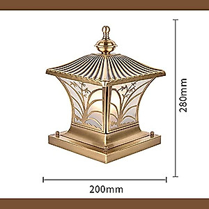TANKKWEQ Home Garden Outside Stigma Light, Europe Retro Pedestal Lamp Die-cast AluminumLandscape Safety Column Lighting American Fence Lantern E27 Decor