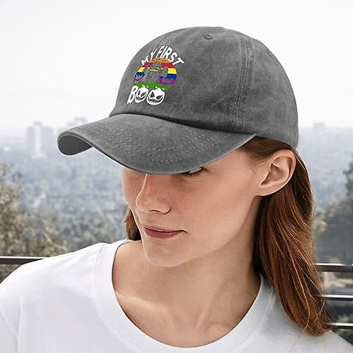 Center Pumpkin Ghost Rainbow caps Hunting hat Pigment Gray Running hat Men Gifts for Boyfriends Workout Cap