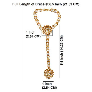 Efulgenz Mothers Day Indian Bollywood Crystal Kundan Finger Ring Link Chain Wedding Bridal Bracelet Hand Harness Slave Bracelet Jewelry