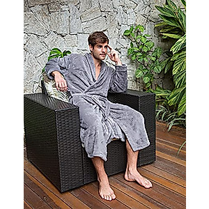 Simplicity Unisex Plush Spa Hotel Kimono Bath Robe Bathrobe Sleepwear Steel Grey, One Size
