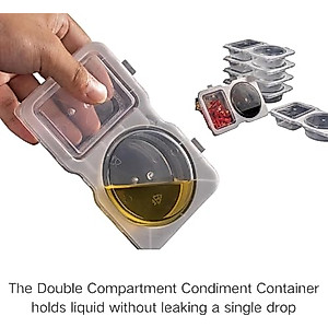 mikloza 5/15/25PCS Double Compartment Condiment Container, Portable Reusable Sauce Container, Dual Compartment Containerfor for Condiment, Dip, Sauce, Sampling and Travel Snacks (5Pcs)