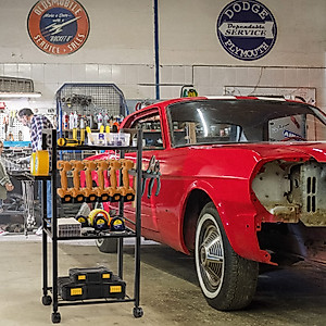 Jolensoy Tool Storage Organizer Garage Storage Organization Heavy Duty Metal Drill Holder with Wheels Rolling Tool Cart Gifts for Men Dad