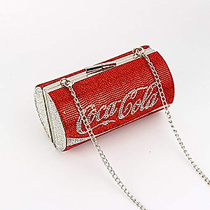 Mogor Rhinestone Crystal Sparkly Clutch Bling Glitter Purse Crossbody Shoulder Evening Handbags with Red Letter for Women