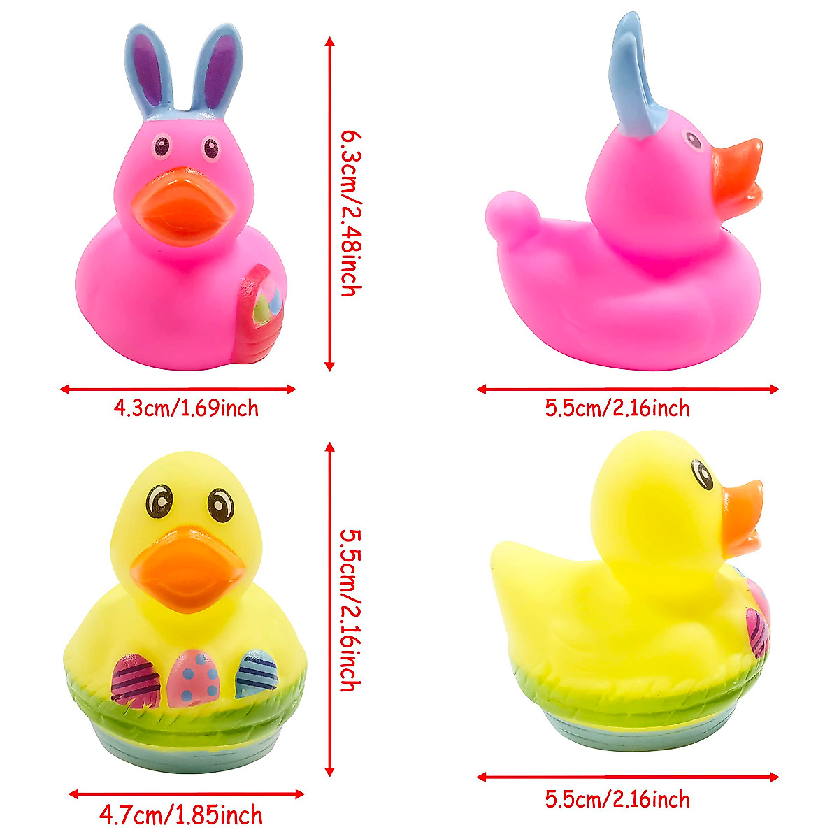30 Pcs Prefilled Easter Eggs with Bunny Duckies,Bright Colorful Easter Eggs Prefilled with Variety Duckies for Fun Bath Bunny Duckies, Easter Basket Stuffers and Bathtub Toys Party Favors