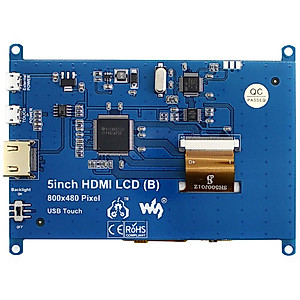 waveshare 5" 800×480 Resistive Touch Screen LCD TFT Monitor for Raspberry Pi 4B/3B+/3B/2B/A+/Zero/Zero W/WH, PC Windows 10/8.1/8/7, Driver Free