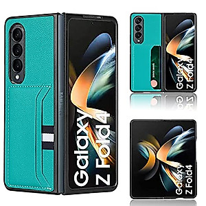 EAXER Compatible with Samsung Galaxy Z Fold 4 5G Case, with Wallet Card Holder Shockproof Luxury Leather Card Slot Case Cover (Green)