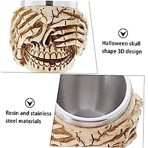 LIFKOME 1Pc goblet Wine Cup for Party 3d wine glass Stainless steel decorate halloween resin Halloween Cocktail Glass Party Wine Cup ghost head three-dimensional Skull Cocktail Glass gift