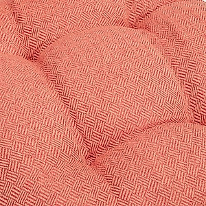 POMIU Outdoor Chair Cushions for Patio and Garden Furniture, Chair Pads Set Premium Comfortable Thick Fiber Fill Tufted Seat Floor Cover (2 Pack, 19" x 19", Orange)