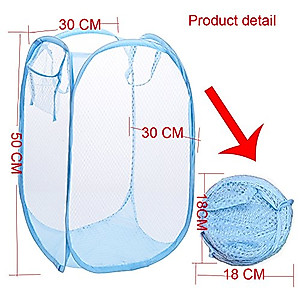 RZJZGZ Foldable Pop-Up Mesh Laundry Hamper with Side Pocket Clothes Laundry Basket Storage Bag with Carry Handles for Dirty Clothes (2 Pack)