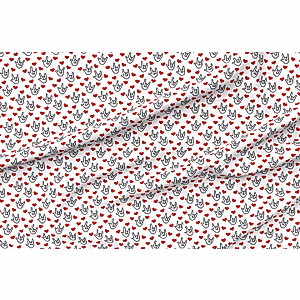 Spoonflower Fabric - Love Yous Hearts Valentine You Sign Language Printed on Polartec(R) Fleece Fabric Fat Quarter - Sewing Blankets Loungewear and No-Sew Projects