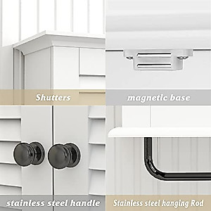 TaoHFE Bathroom Cabinet Wall Mounted White Designer Bathroom Wall Cabinet Medicine Cabinet with Double Shutter Doors 3 Tier Adjustable Shelf with Towel Rack Over The Toilet Storage Cabinet Laundry