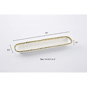 Pampa Bay Porcelain Cracker Cheese and Charcuterie Tray (White and Gold)