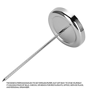 Hilitand Stainless Steel Straight Rod Paper Memo Holder with Clip Check Spindle Bill Fork Receipt Invoice Spike Stick Holder