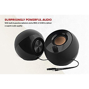 Creative Pebble 2.0 USB-Powered Desktop Speakers with Far-Field Drivers and Passive Radiators for PCs and Laptops (White)