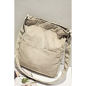 BOBILIKE Women Shoulder Bags Corduroy Crossbody Bag Handbag Purse Schoolbag, Black