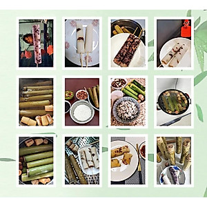 WellieSTR (Outer Dia.3~3.5cm 10Sets Fresh Handmade Natural Mini Bamboo Wrapped Sticky Rice Steamer,Chinese Snack Tool, Banboo Tubes,Zongzi ZhuTongFan