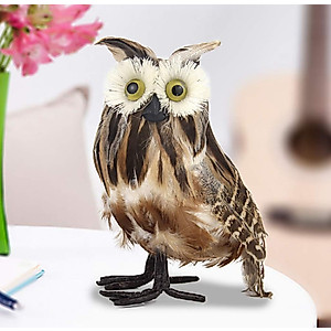 LWINGFLYER Realistic Brown Feathered Owl Artificial Furry Owl Foam Bird Ornaments for Party Decoration Wreath Crafts Tree Topper Christmas Ornaments 16cm/6.2inch