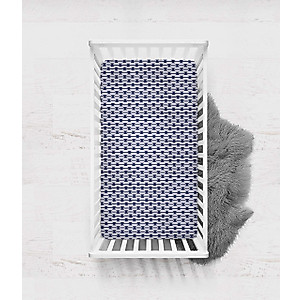 Bacati - 2 Pack Aztec Kilim Printed Neutral 100% Cotton Universal Baby US Standard Crib or Toddler Bed Fitted Sheets (Navy)