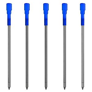 DunBong Black and Blue Ink Pen Refills Replacement Metal Ballpoint Refill 3.2 in for Big Diamond or Crystal Pen and Stylus Pens Pack of 5 (Blue)