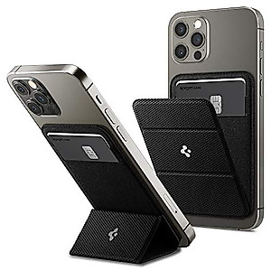 Spigen Smart Fold Phone Card Holder for Back of Phone, Stick on Phone Wallet, Credit Card Wallet with 3M Sticker Designed for All Smartphones - Black