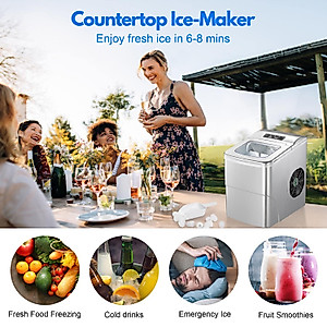 OKADA Countertop Portable Ice Maker Machine - 9 Ice Cubes Ready in 6 Mins - Makes 26 lbs Ice in 24 hrs - Electric Ice Making Machine with Removable Basket and Ice Scoop (Sliver)