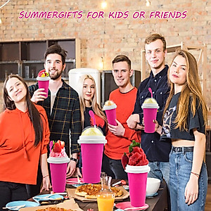 Slushie Maker Cup - DIY Magic Slushy Maker Squeeze Cup for Homemade Milk Shake Ice Cream Maker, Portable Smoothie Squeeze Cup for Juices and Milk, Birthday Gifts for Friends&Family(Pink)