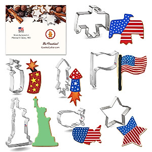 Foose Cookie Cutters Patriotic 7 Pc Set with Recipe Card, Made in USA
