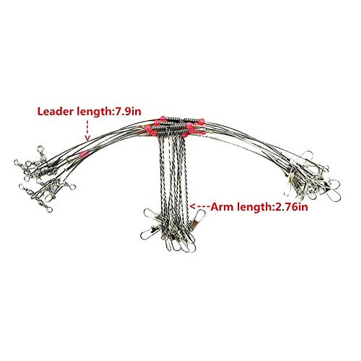 10pcs Fishing Wire Leader Saltwater Tackle Rig,70LB High-Strength Fishing Wire Gear Equipment for Lures Bait Hooks,Arms 1/2/3/4,Arm 2.76/4.72in Available (1 Arm, Arms Length-4.72inch)
