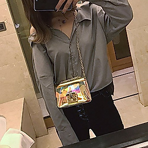 Buddy Supplies Buddy Transparent Hologram Shoulder Bag Glitter Chain Purse Cross Body Sling Bag, Clear, One Size