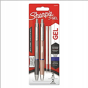 Sharpie S-Gel | Metal Gel Pens | Medium Point (0.7mm) | Steel Grey & Rose Gold | Blue Ink | 2 Pens & 2 Gel Pen Refills