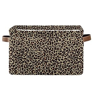 ALAZA Cheetah Leopard Print Animal Skin Foldable Storage Box Storage Basket Organizer Bins with Handles for Shelf Closet Living Room Bedroom Home Office 1 Pack
