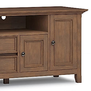 SIMPLIHOME Amherst SOLID WOOD 72 Inch Wide Transitional TV Media Stand in Rustic Natural Aged Brown for TVs up to 80 Inches, For the Living Room and Entertainment Center