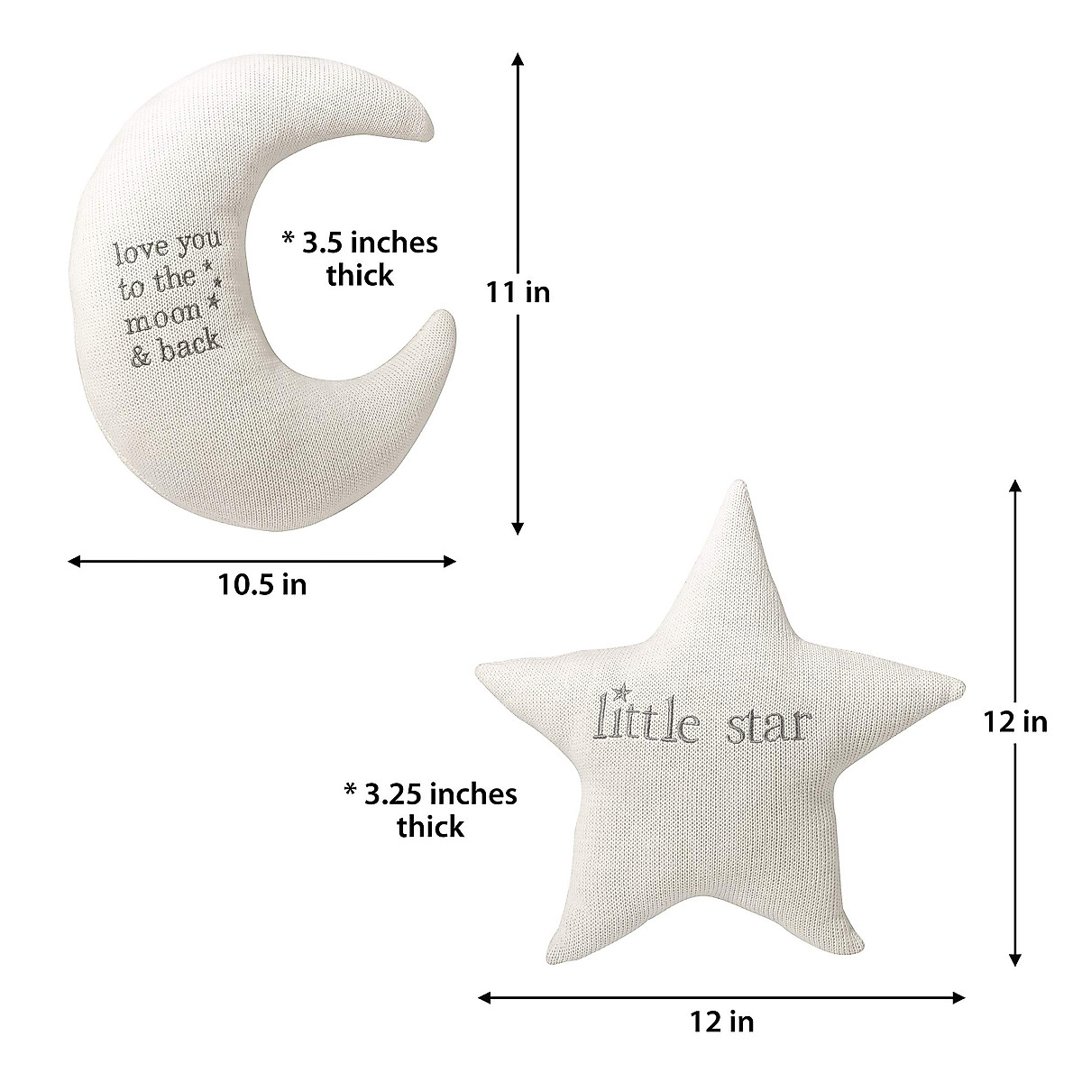 Lillian Rose White Star and Gray Moon Nursery Pillow Set