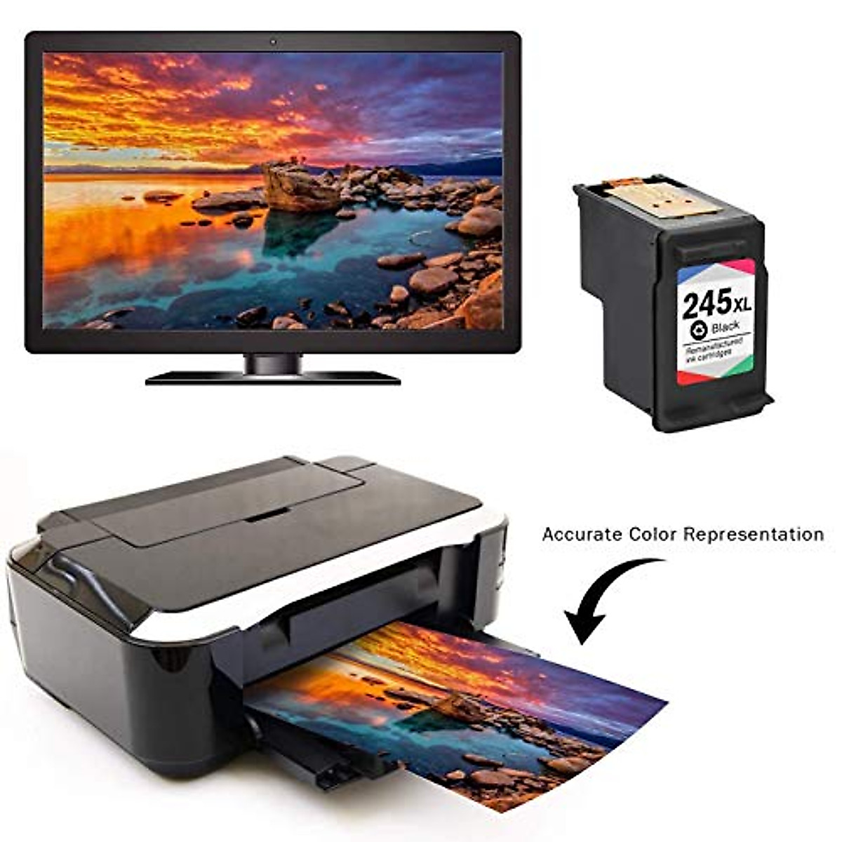 Limeink Black Remanufactured PG-245XL High Yield Ink Cartridge for Pixma iP2820 MG2420 MG2520 MG2920 MG2922 MG2924 MX492 Shows Accurate Ink Level