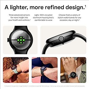 Google Pixel Watch 2 with the Best of Fitbit and Google - Heart Rate, Stress Management, Safety Features - Android Smartwatch - Polished Silver Aluminum Case - Porcelain Active Band - LTE (Renewed)