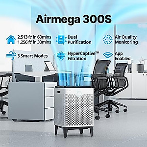 Coway Airmega 300S App-Enabled Smart Air Purifier (Covers 1,256 sq. ft.), True HEPA Air Purifier with Smart Technology, Compatible with Amazon Alexa