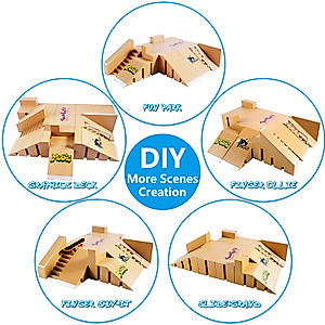 Fingerboard Skate Park Kit,Skateboard Finger Toys with 3 Finger Skateboards & 8 Skatepark Deck Ramp for Boys or Girls Gift, Mini Finger Board Skate Training for Kids Ages 5 and up