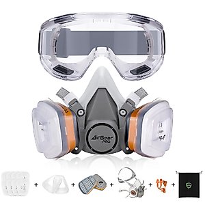 AirGearPro G-500 Reusable Respirator Mask with A1P2 Filters | Anti-Gas, Anti-Dust | Gas Mask Ideal for Painting, Woodworking, Construction, Sanding, Spraying, Chemicals, DIY etc