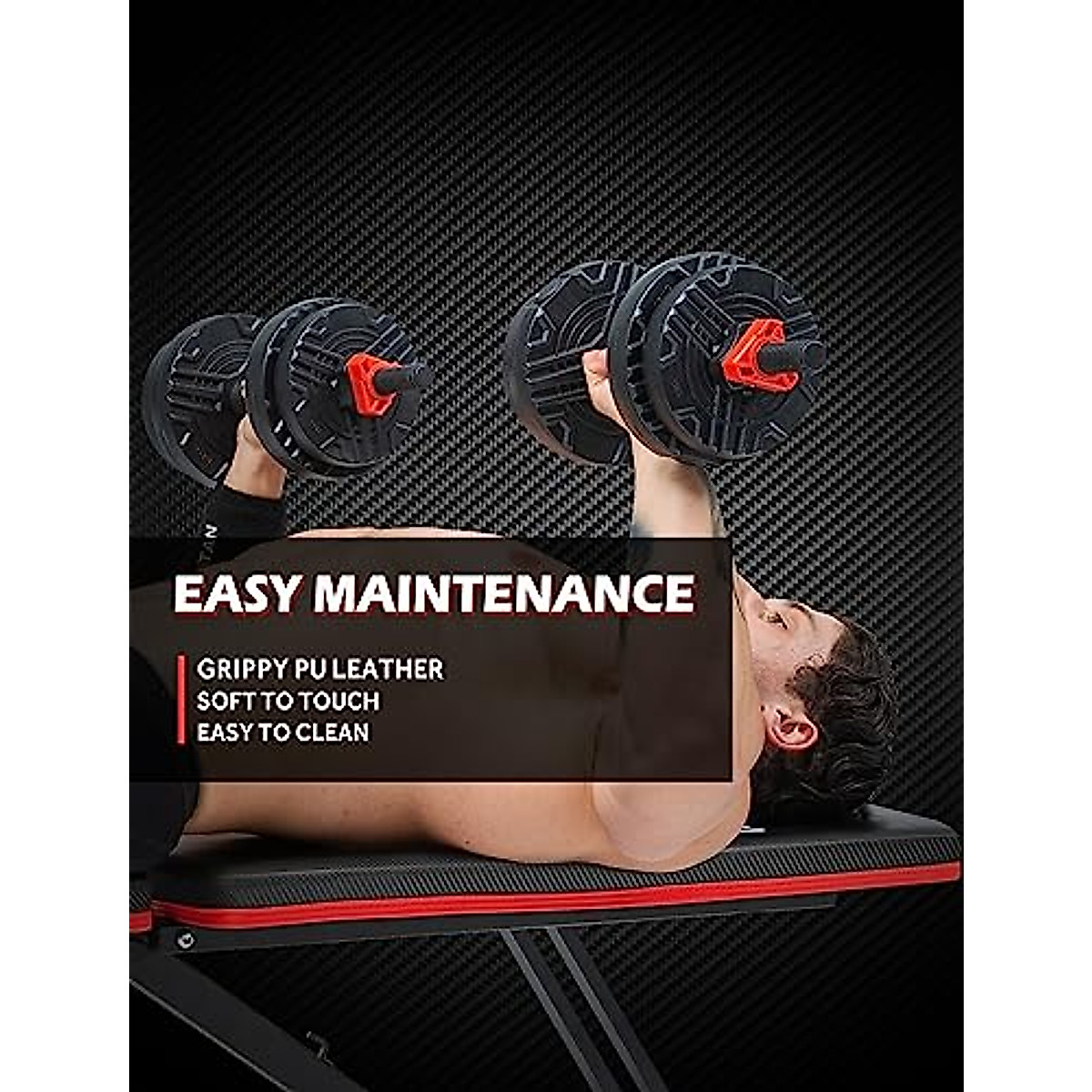 LINODI Weight Bench, Adjustable Strength Training Benches for Full Body Workout, Multi-Purpose Foldable Incline Decline Home Gym Bench